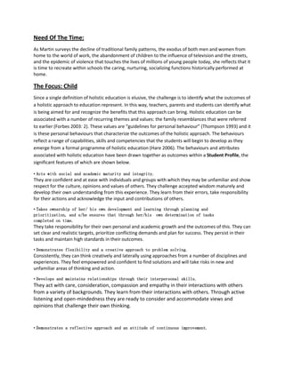 Holistic education in elementary schools | DOCX