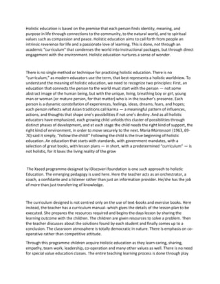 Holistic education in elementary schools | DOCX