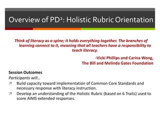 Holistic rubric orientation pd2 | PPTX