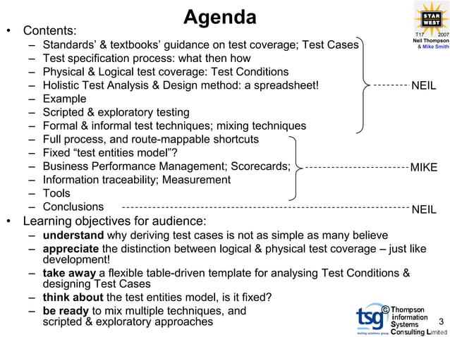 Holistic Test Analysis & Design (2007) | PPSX