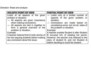 Holistic vs Partial Point of View | PPTX