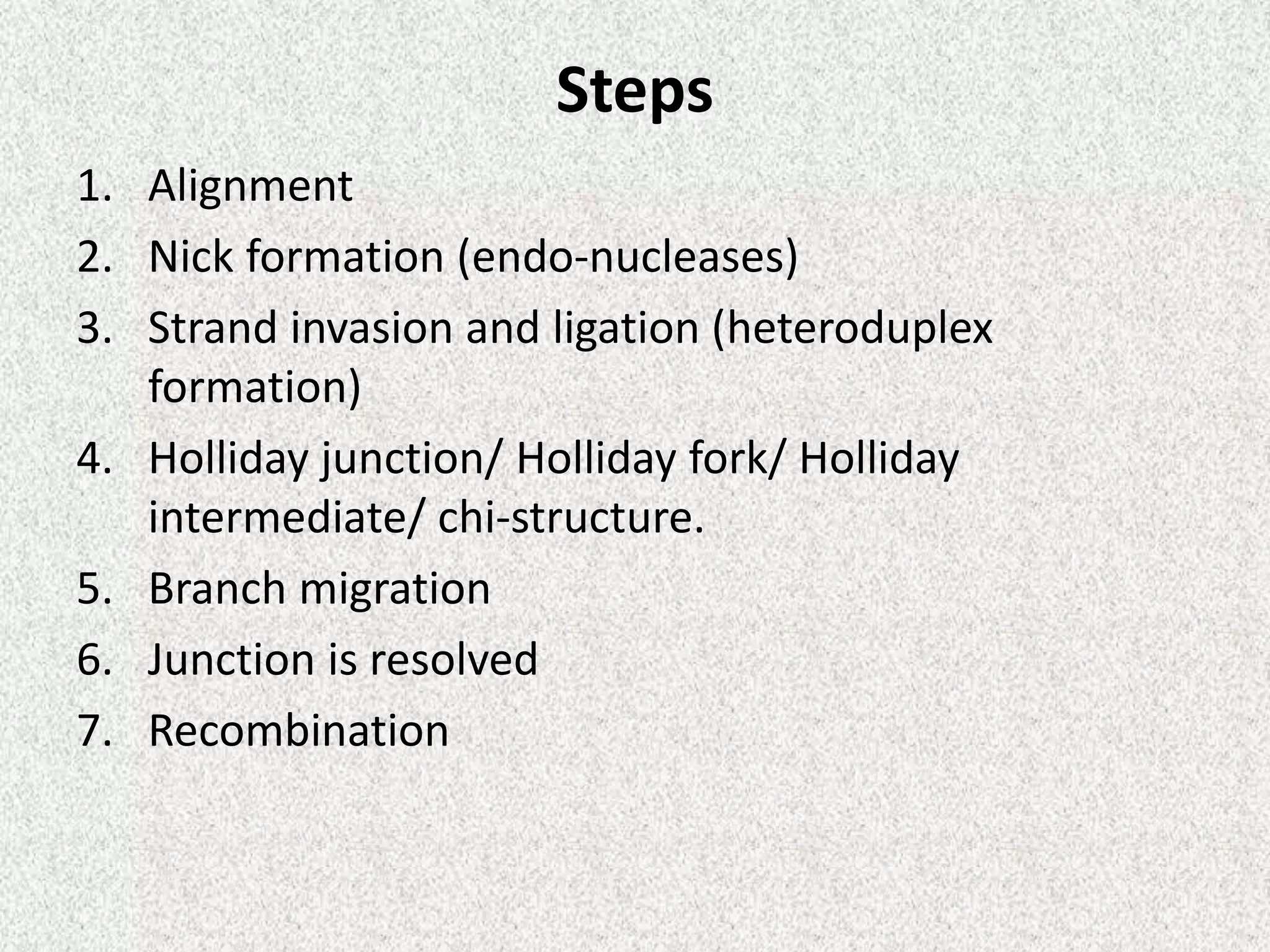 Holliday Model of DNA Recombination | PPTX
