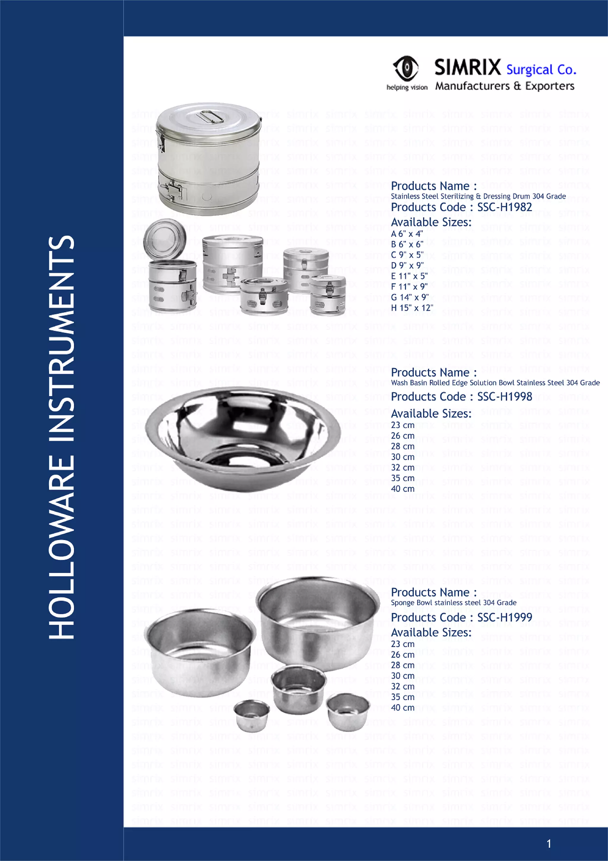 Holloware Instruments, Surgical Kidney Trays, Bowls, Sterilization ...