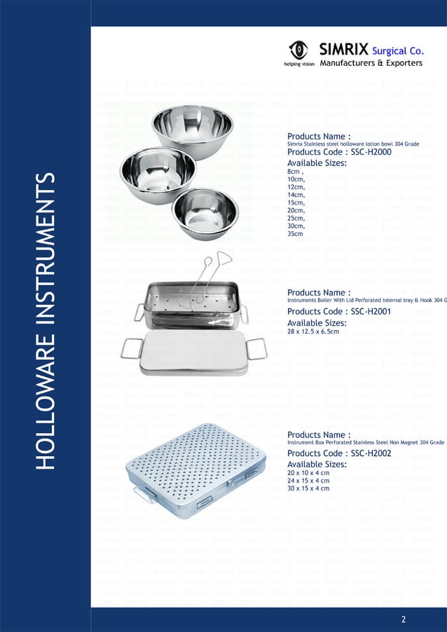 Holloware Instruments, Surgical Kidney Trays, Bowls, Sterilization ...