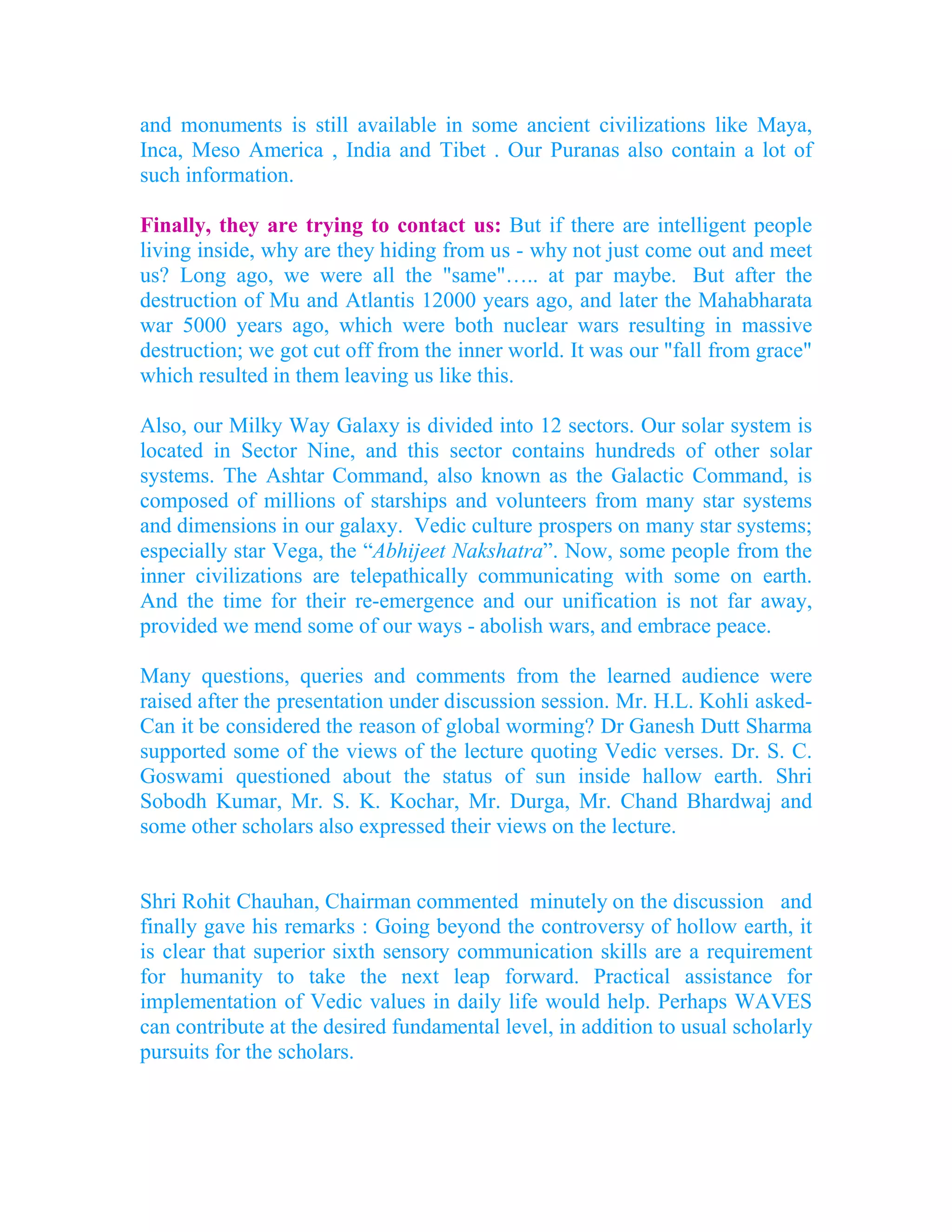 Hollow earth & life in universe – a vedic view | PDF