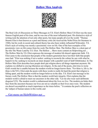 Hollow Men Analysis | PDF