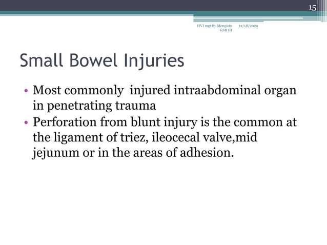 Hollow viscus injury management | PPTX | Death, Injury, or Military ...