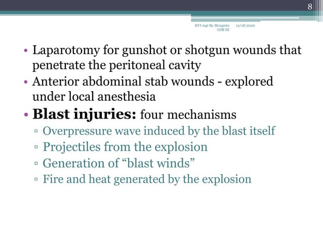 Hollow viscus injury management | PPTX | Death, Injury, or Military ...