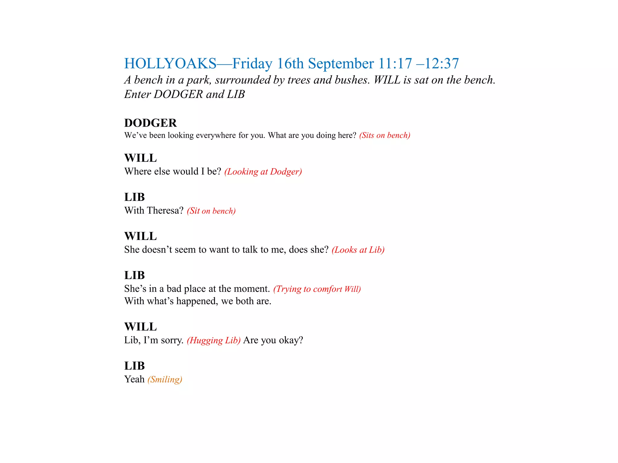 Hollyoaks script extract | PPTX