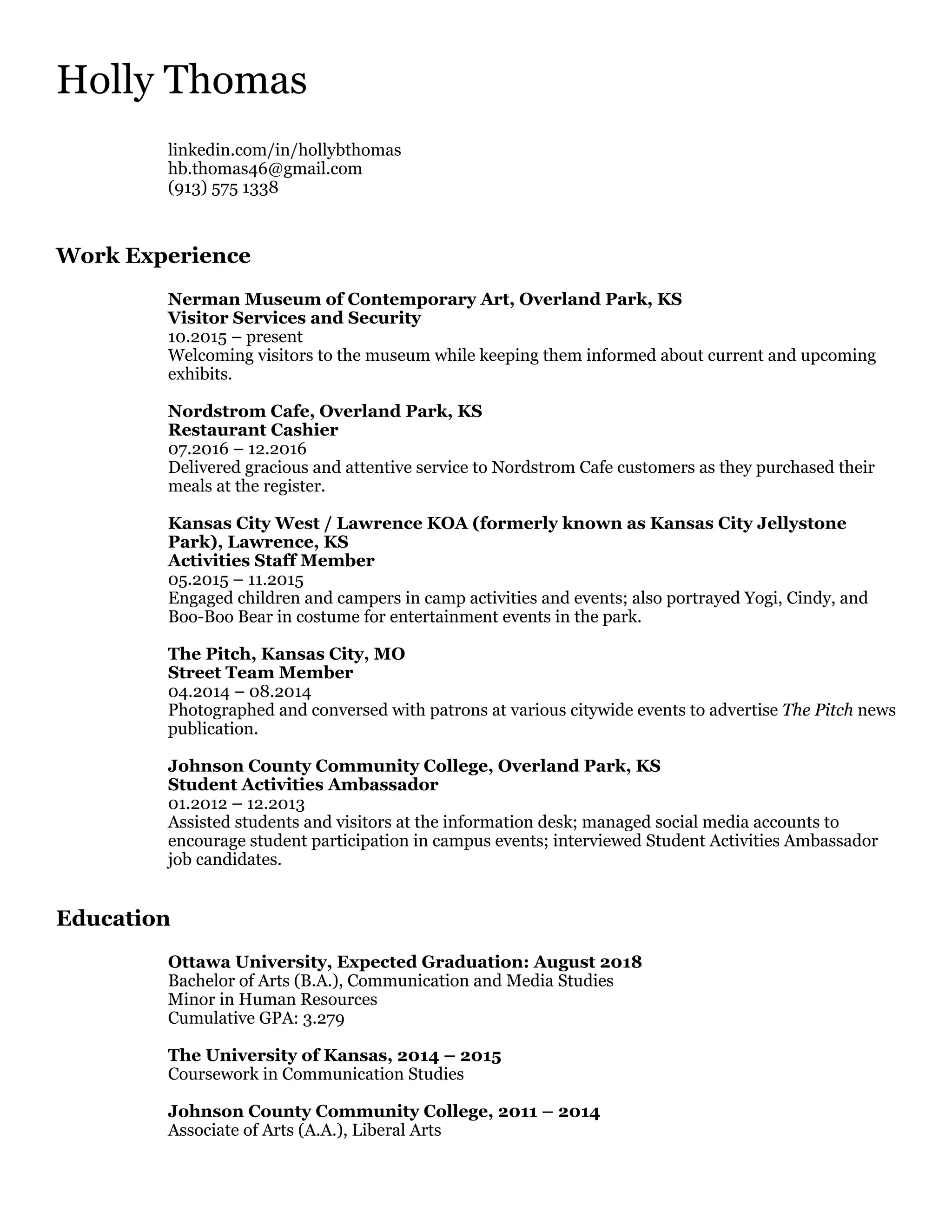 Holly's LinkedIn Resume | PDF
