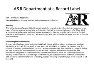 Record labels and Music Production | PPTX | Audio Production | Content ...