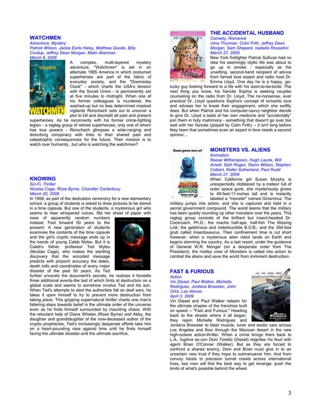 Hollywood Movies 2009 | PDF