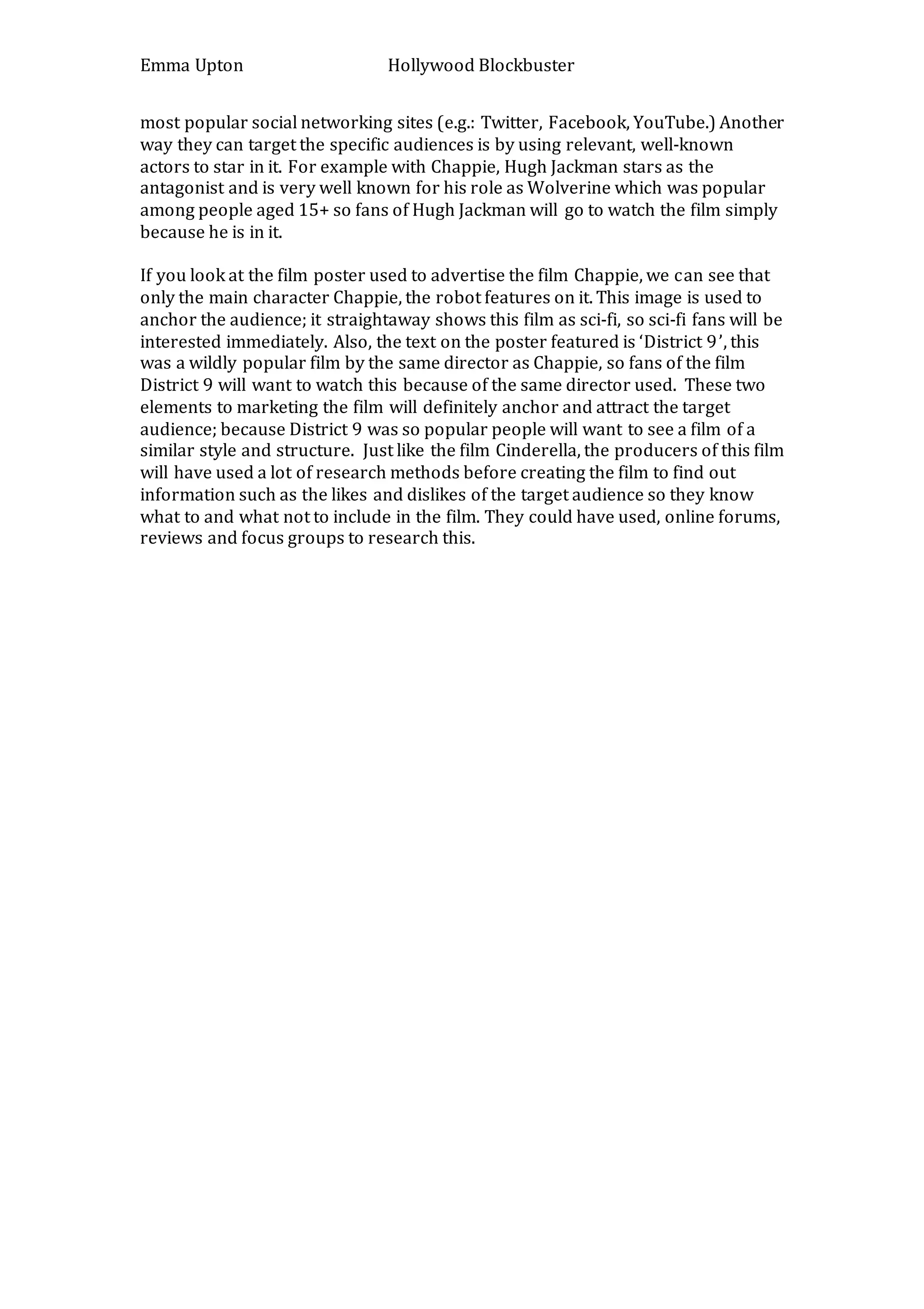 Hollywood blockbuster | DOCX