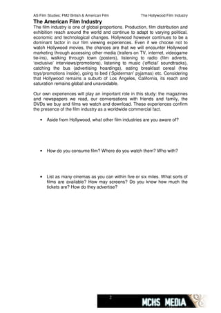 Hollywood film industry | PDF | Video Production | Content Production