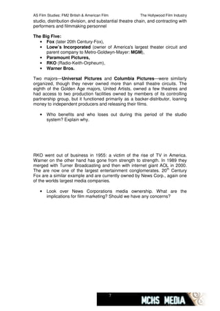 Hollywood film industry | PDF | Video Production | Content Production