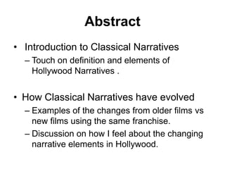 Classical Hollywood Narratives | PPTX