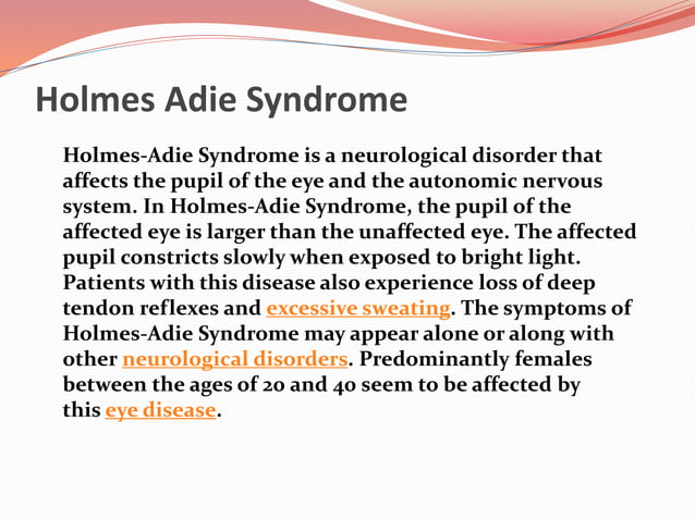 Holmes Adie Syndrome Ppt