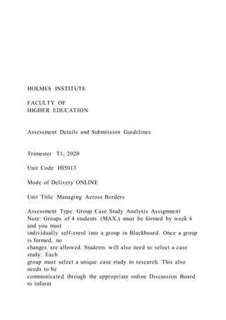 HOLMES INSTITUTE FACULTY OF HIGHER EDUC | DOCX