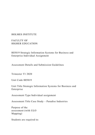 HOLMES INSTITUTE FACULTY OF HIGHER EDUCATION .docx