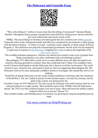 Holocaust Essay | PDF