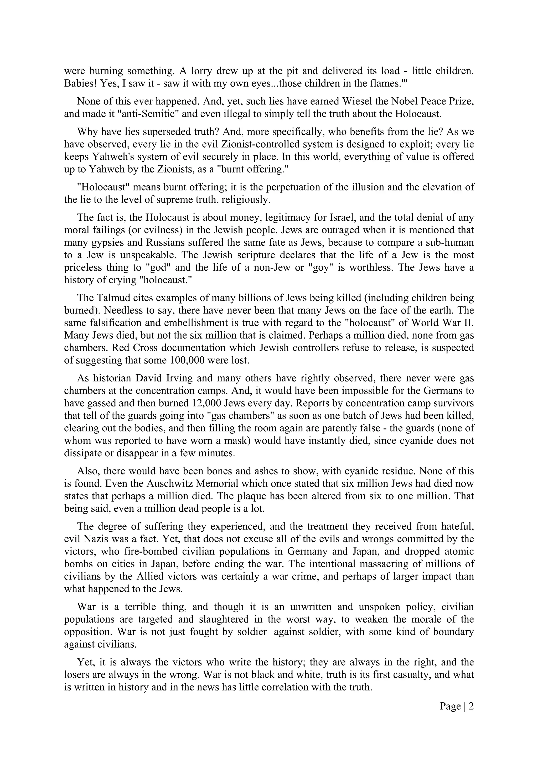 Holocaust is Nothing but a HoloHoax.- WILLIE MARTIN- | PDF