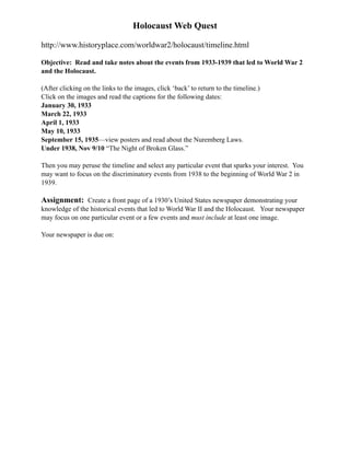 Holocaust web quest | PAGES | Death, Injury, or Military Conflict ...