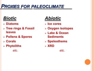 Holocene plaeoclimate proxies | PPT