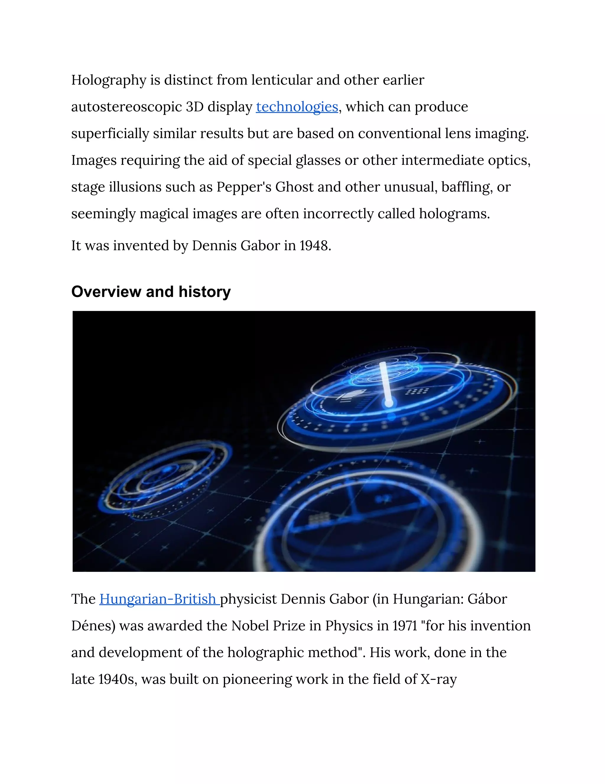 Hologram | PDF | 3-D Graphics | Computer Software and Applications