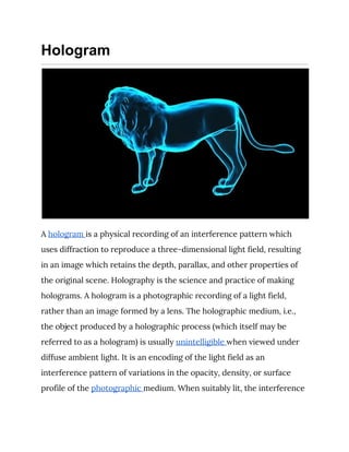 Hologram | PDF | 3-D Graphics | Computer Software and Applications