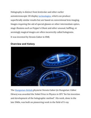 Hologram | PDF | 3-D Graphics | Computer Software and Applications