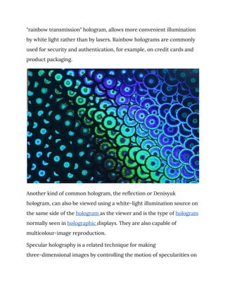 Hologram | PDF | 3-D Graphics | Computer Software and Applications