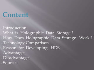 Holographic Data Storage | PPTX