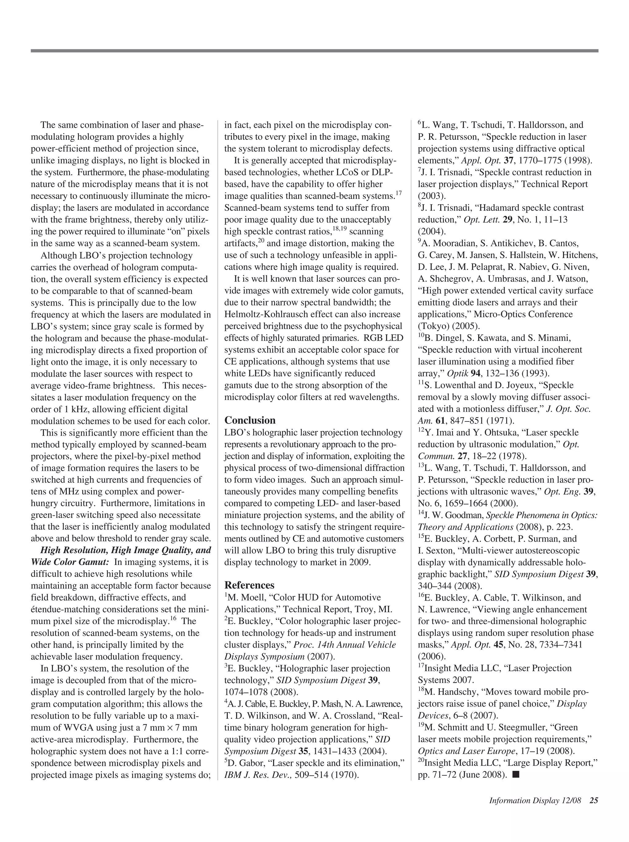 Holographic Laser Projection Technology | PDF