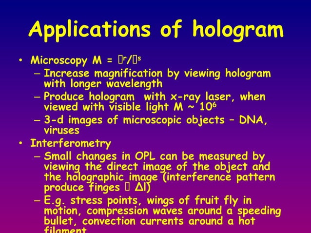 Holography | PPTX | 3-D Graphics | Computer Software and Applications