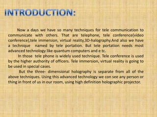 3D Holography | PPTX
