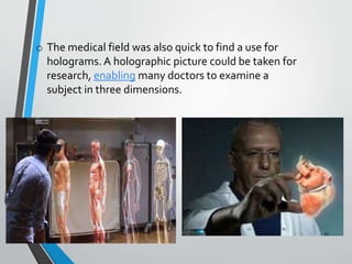 Applications of lasers Holography | PPTX