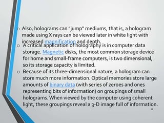Applications of lasers Holography | PPTX