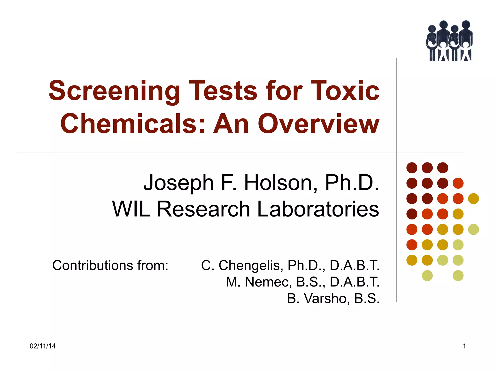 Screening Tests for Toxic Chemicals: An Overview | PPT