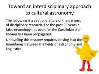 East is not a Big Bird: Altair and the Carolinian sidereal compass | PPT