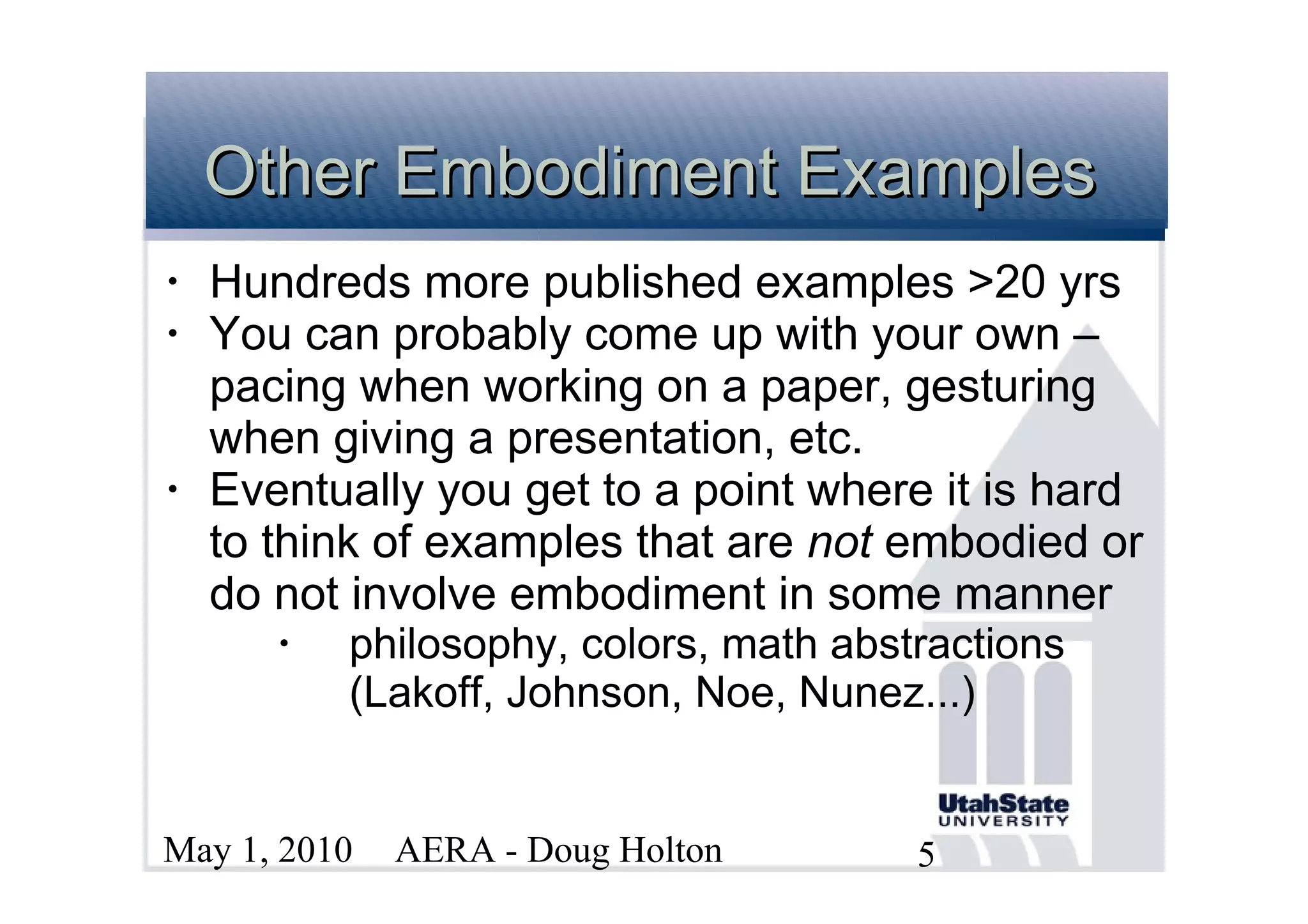 Embodied Cognition & Enactivism: Implications for Education | PDF