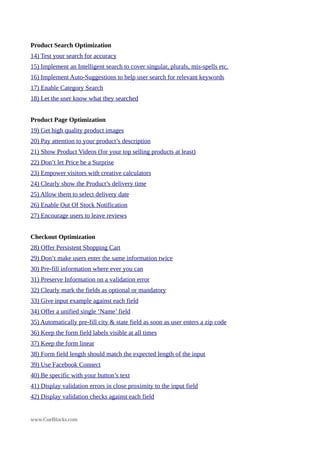 HOLY GRAIL OF E-COMMERCE CONVERSION OPTIMIZATION – 91 POINT CHECKLIST AND INFOGRAPHIC | PDF