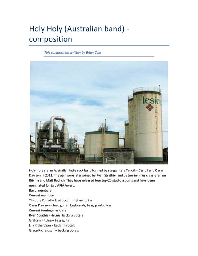 Holy Holy (Australian band) - composition.docx
