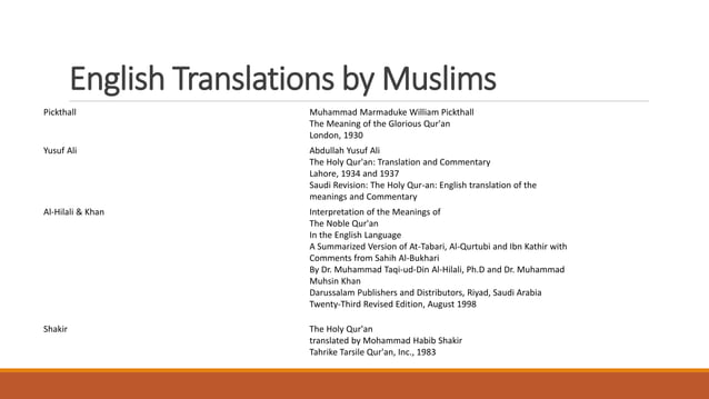 Holy Quran translation into English | PPTX | Islam | Religion ...