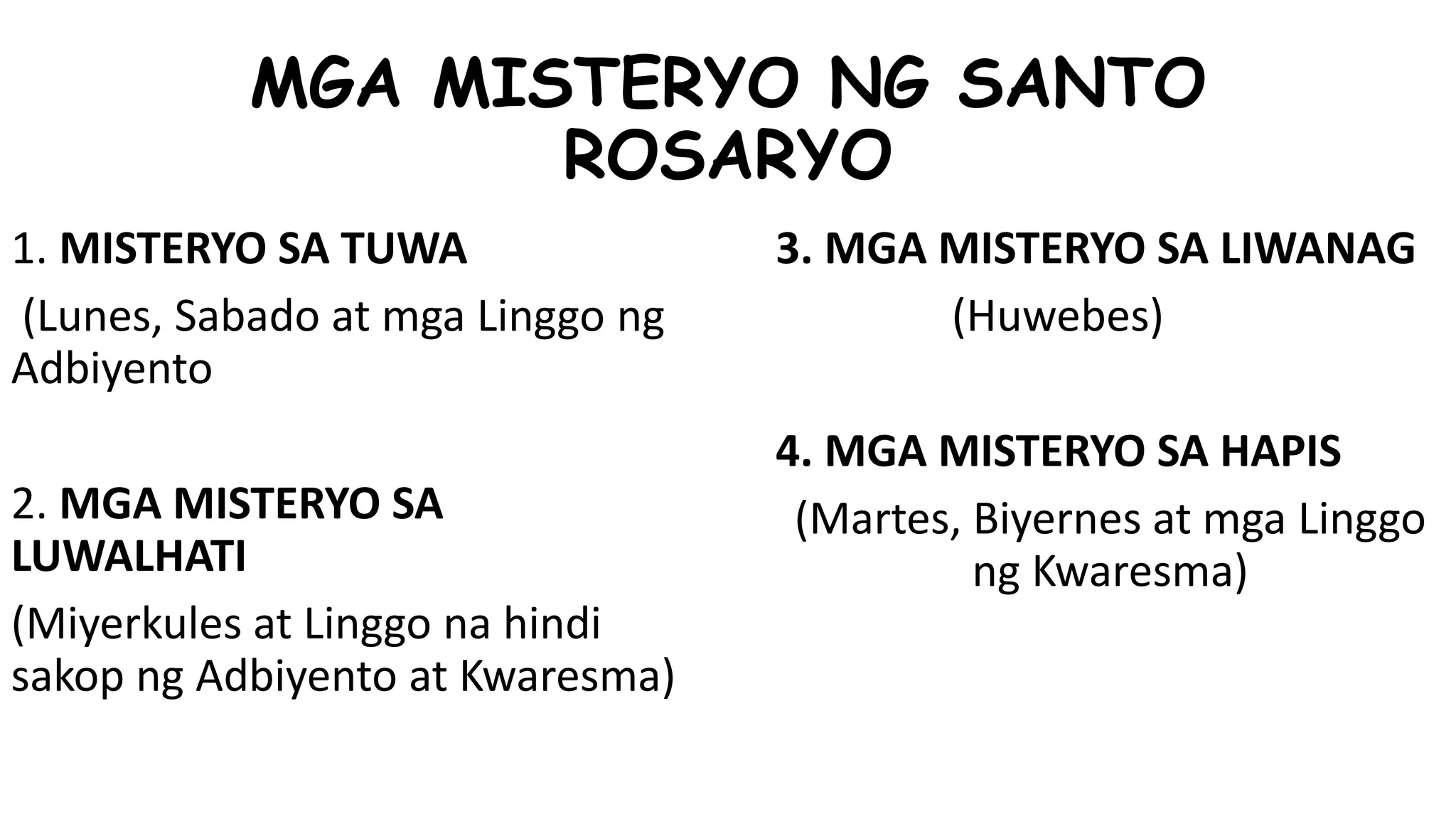 Misteryo ng Santo Rosaryo | PPTX