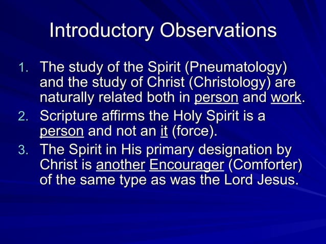 Doctrine of Holy Spirit Introduction | PDF | Christianity | Religion ...