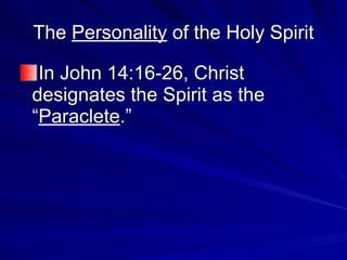 Doctrine of Holy Spirit Introduction | PDF