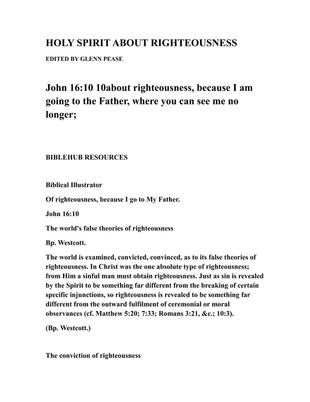 Holy spirit about righteousness | RTF