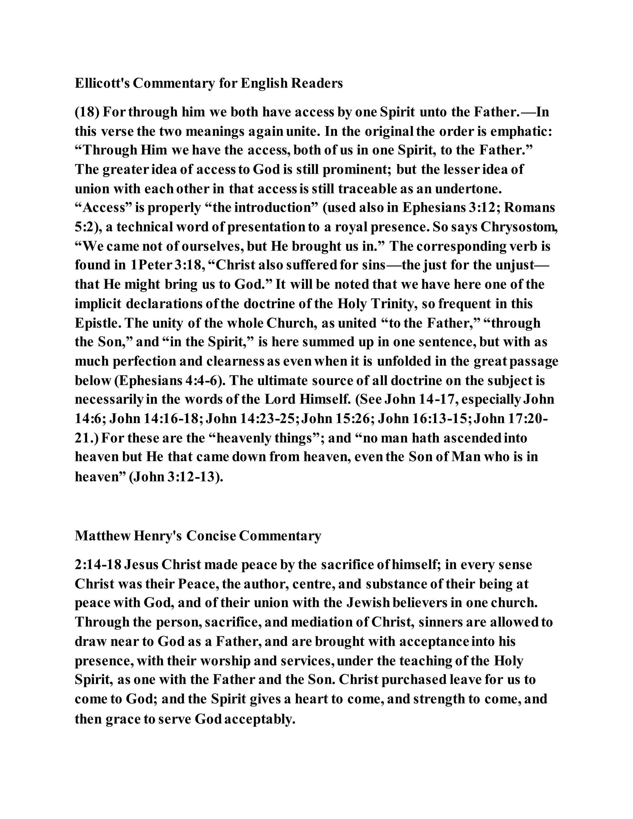 Holy spirit access to the father | DOCX