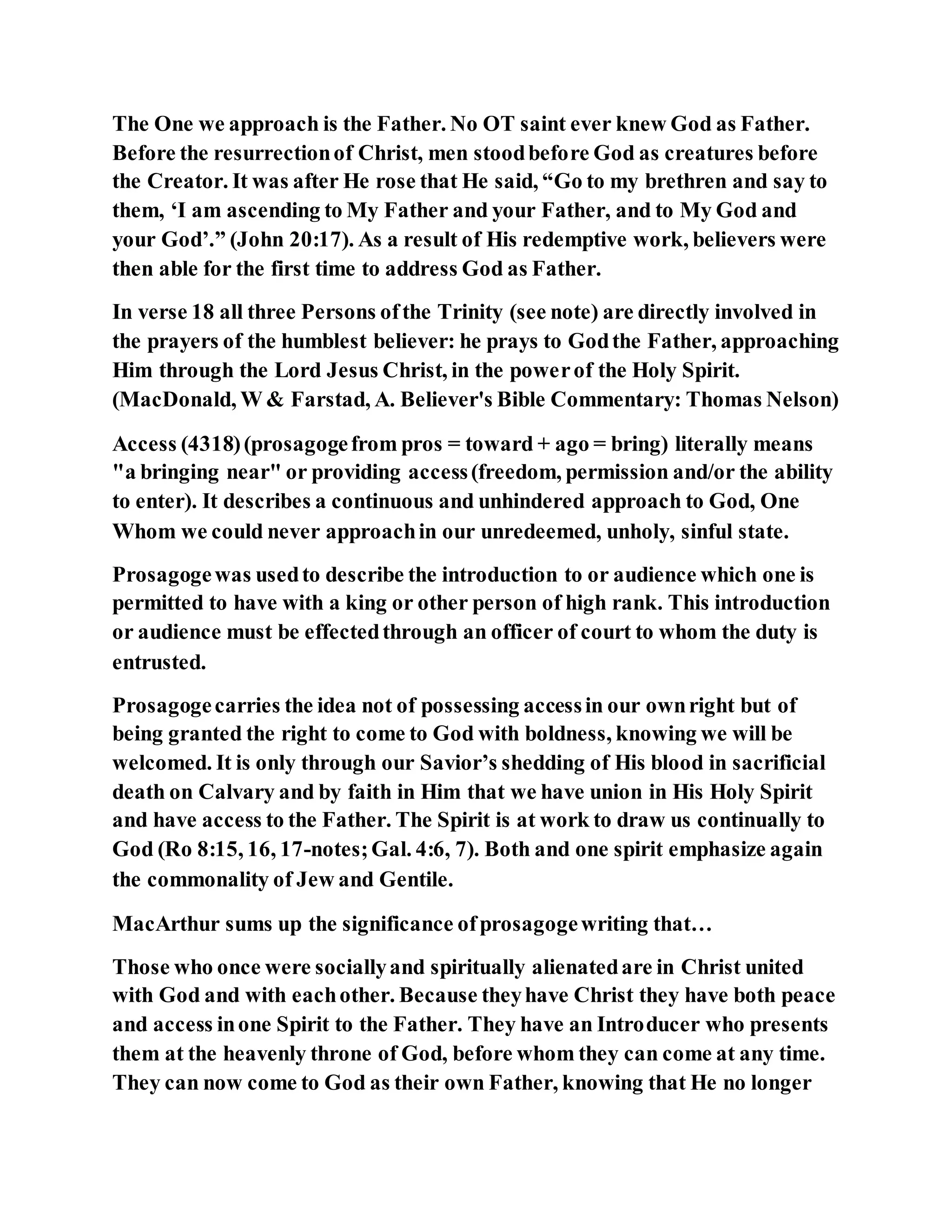 Holy spirit access to the father | DOCX