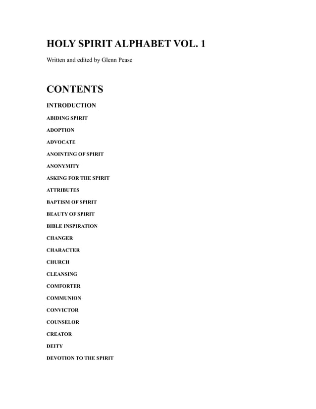 Holy spirit alphabet vol. 1 | RTF